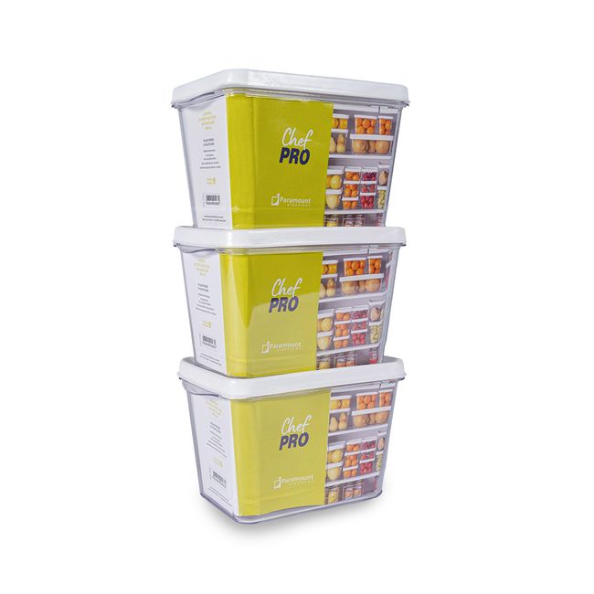 Kit 3 Potes Retangulares Chef Pro Paramount 810 ml - ShopCama