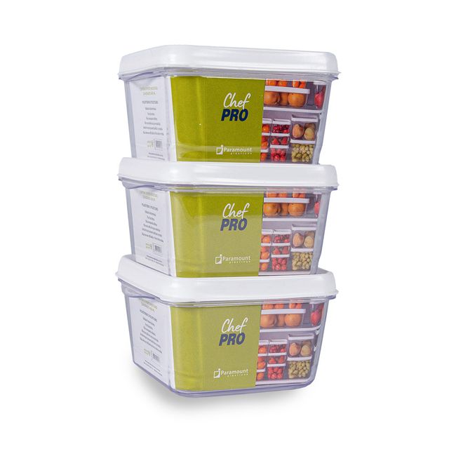 Kit 3 Potes Quadrados Chef Pro Paramount 450 ml - ShopCama