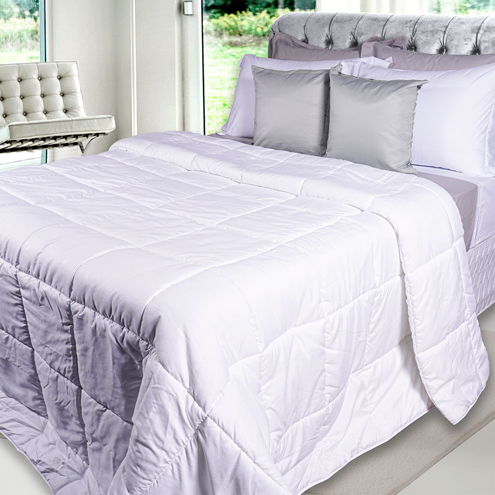 Edredom Solteiro Microfibra Branco By The Bed - ShopCama